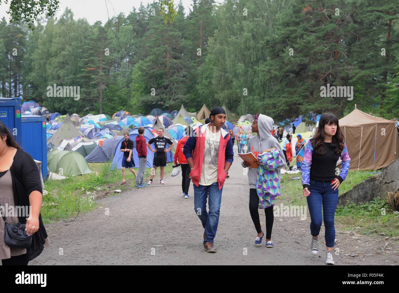 Utoya island, Norway. 7th Aug, 2015. Participants in the youth camp ...
