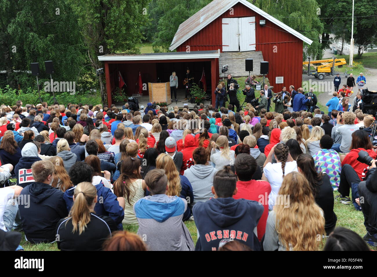 Utoya island, Norway. 7th Aug, 2015. Participants in the youth camp at ...