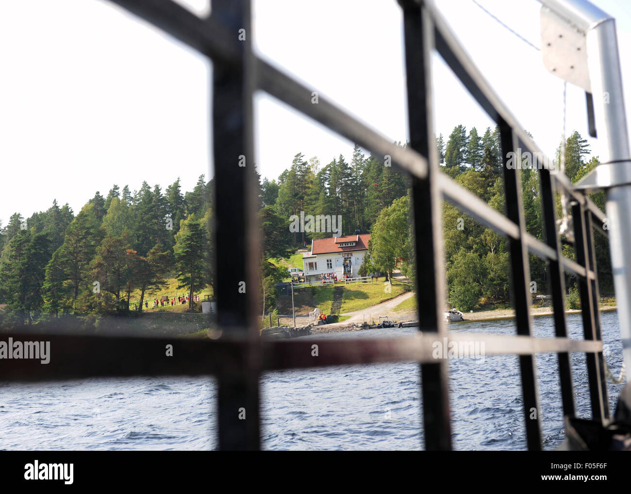 Utoya island, Norway. 7th Aug, 2015. The white station building seen ...