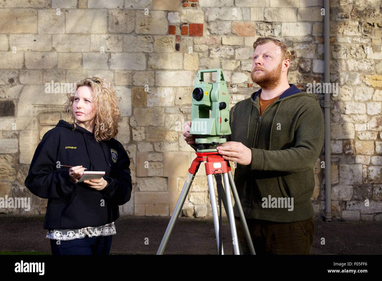 archaeology students with mapping device Stock Photo - Alamy