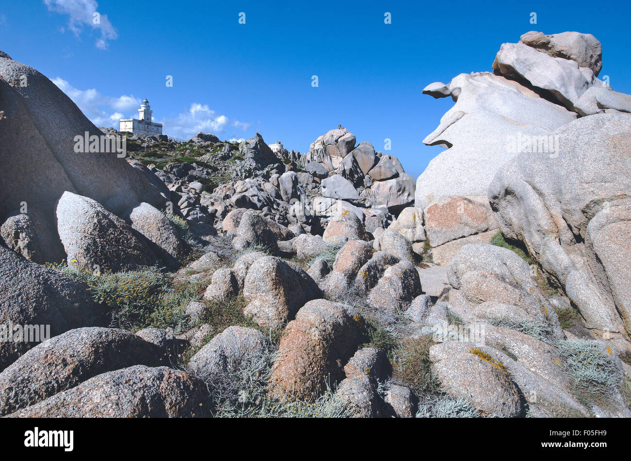 Sardinia,Italy: the lighthouse of Capo Testa Stock Photo - Alamy