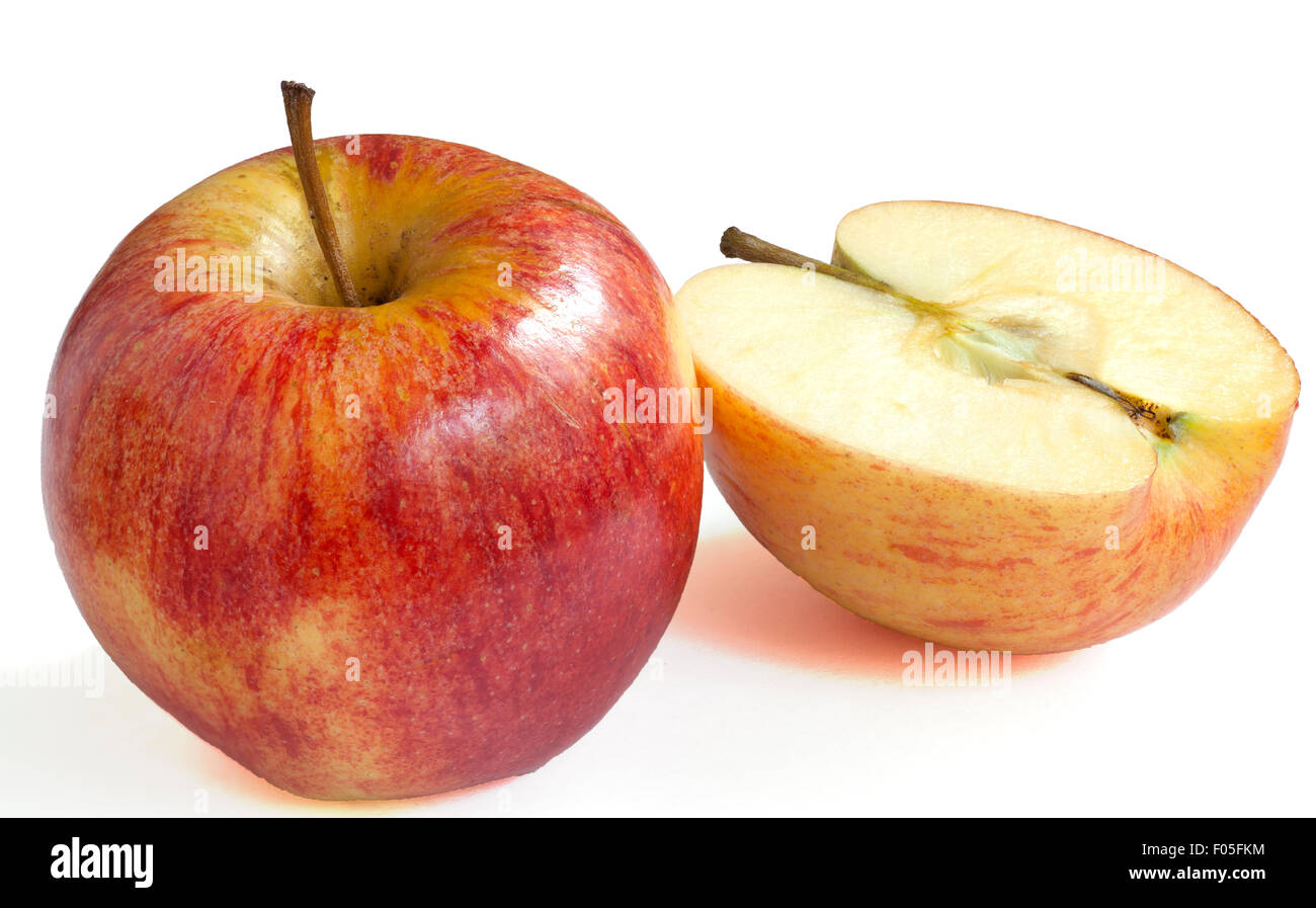 Fresh red green apples on the white Stock Photo - Alamy