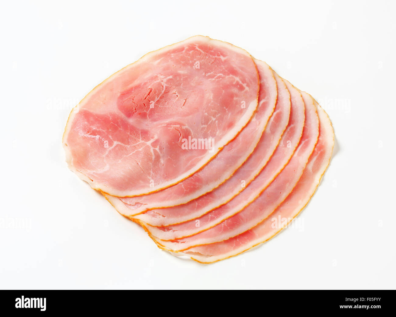Thin slices of cooked ham Stock Photo - Alamy