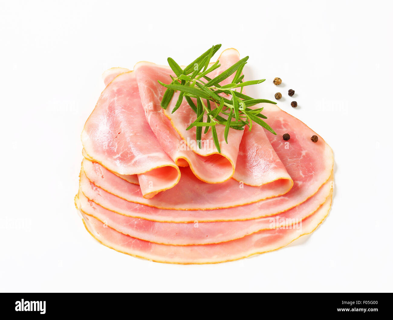 Thin slices of cooked ham Stock Photo - Alamy