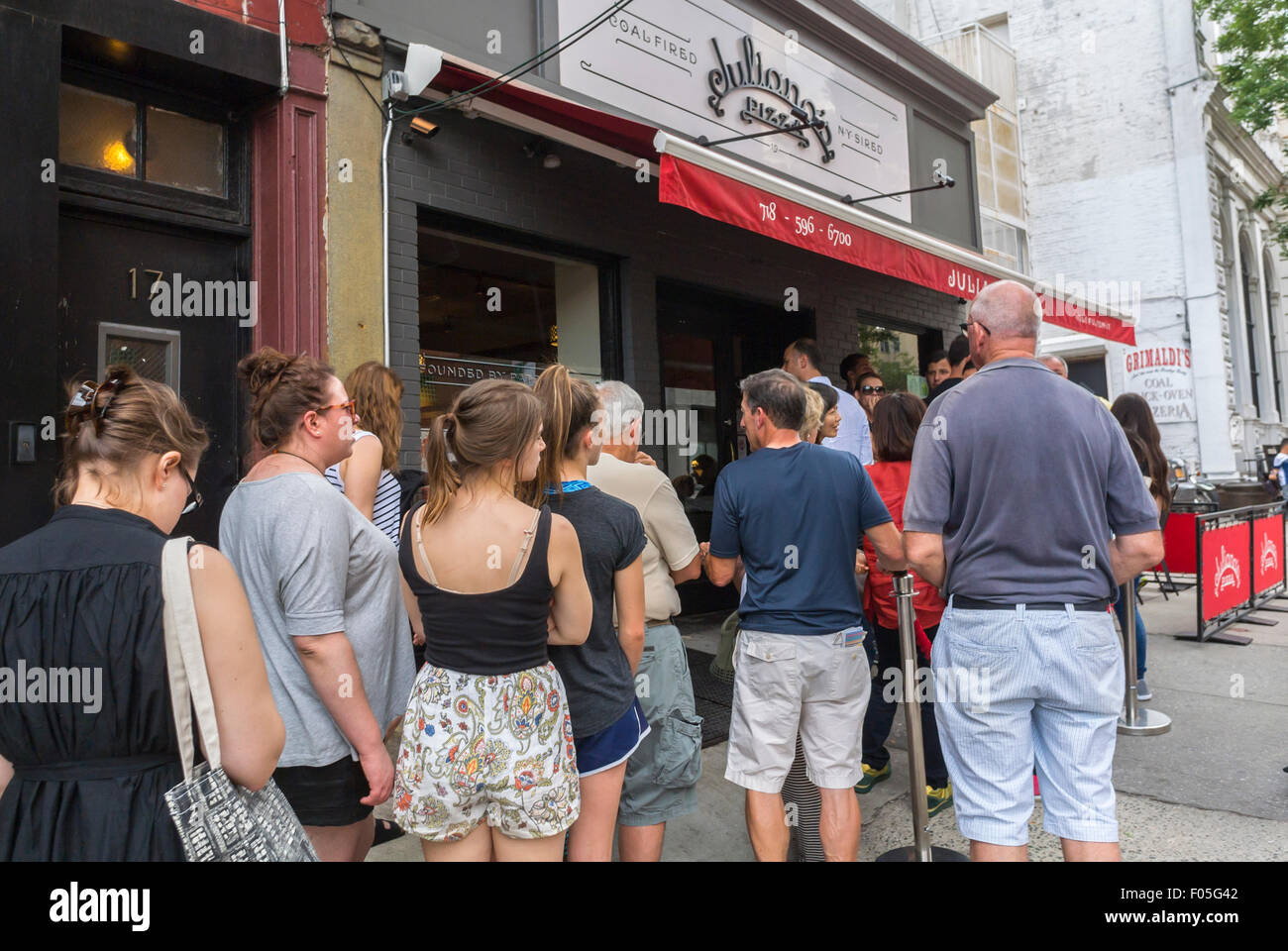New York City, USA, Street Scenes, Brooklyn DUMBO area, Line People ...