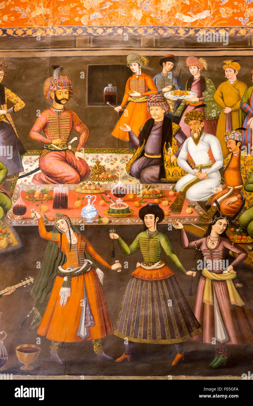 detail of painting of Shah Abbas II and Nadr Muhammad Khan, Chehel ...