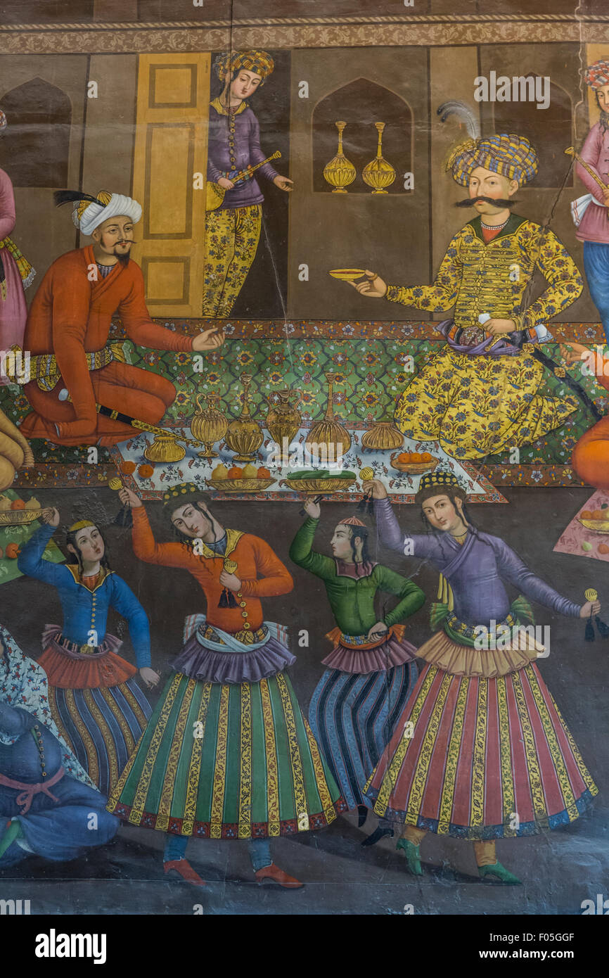 detail of painting of Shah Abbas I and Vali Muhammad Khan, Chehel Sutun ...