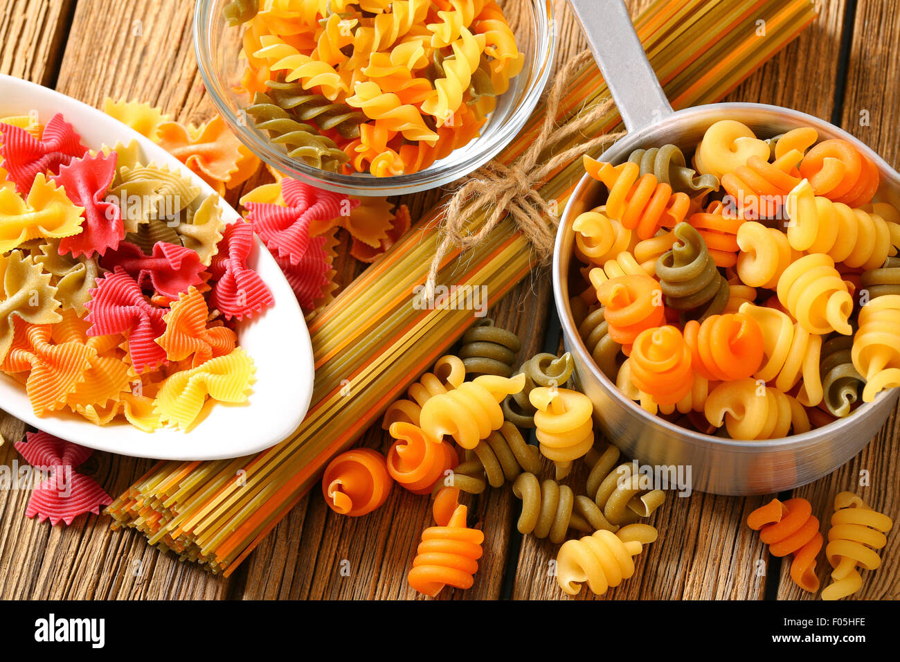 Various types of colored pasta Stock Photo - Alamy