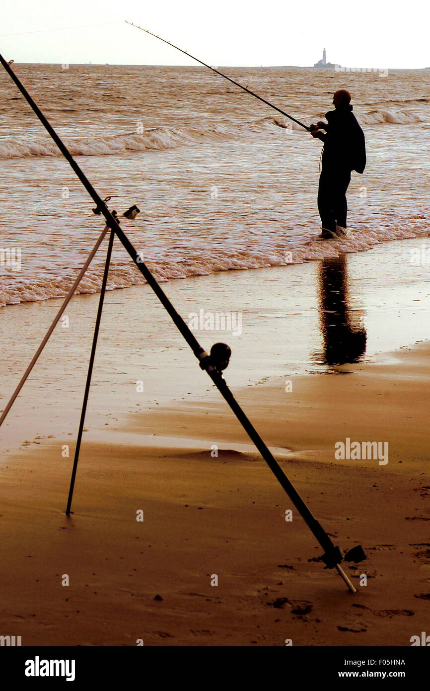 Sea Fishing from Blyth beach Stock Photo - Alamy