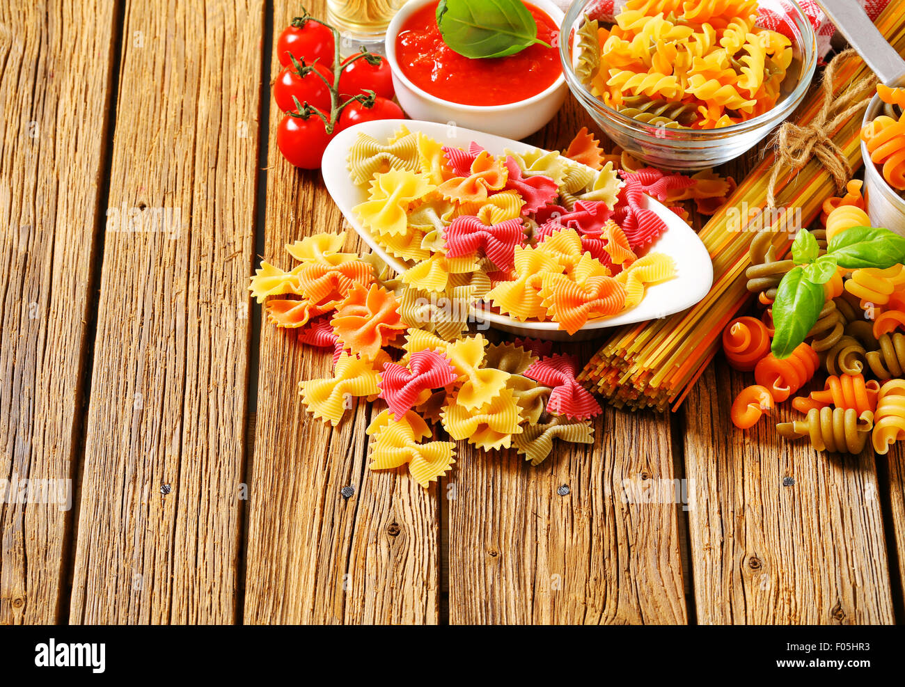 Various types of colored pasta Stock Photo - Alamy