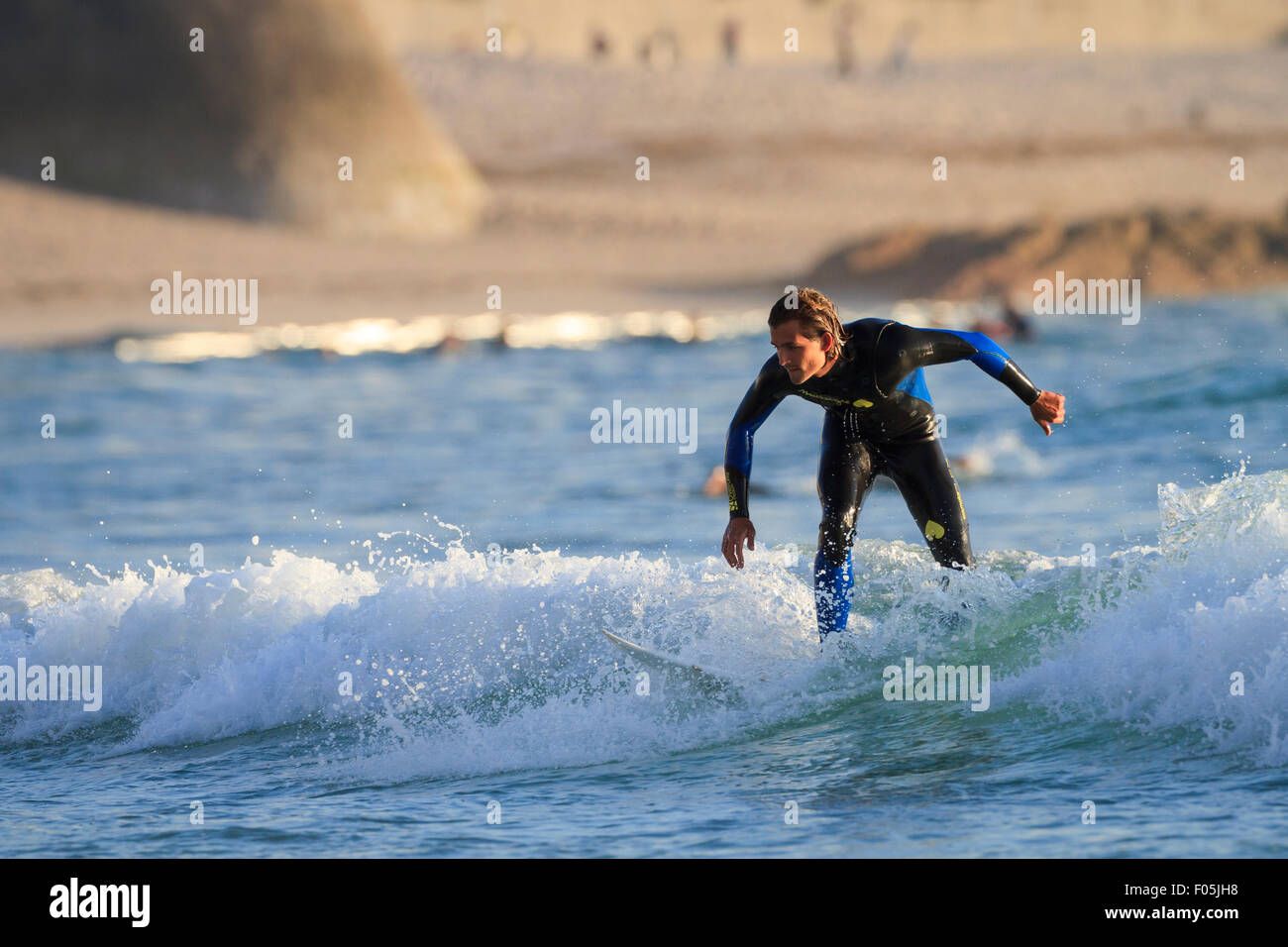 Surfer Pablo Macineira riding wave. Orzan Beach. A Coruna. Galicia ...