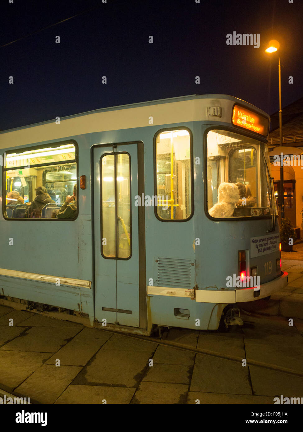 Night shot of Oslo tram Stock Photo - Alamy