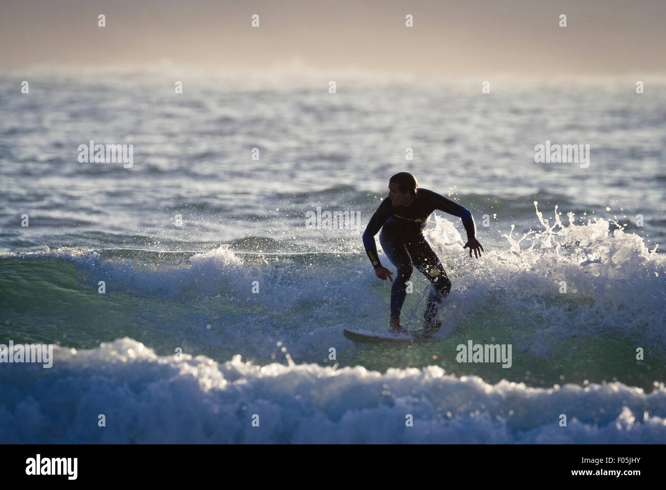 Surfer Pablo Macineira riding wave. Orzan Beach. A Coruna. Galicia ...