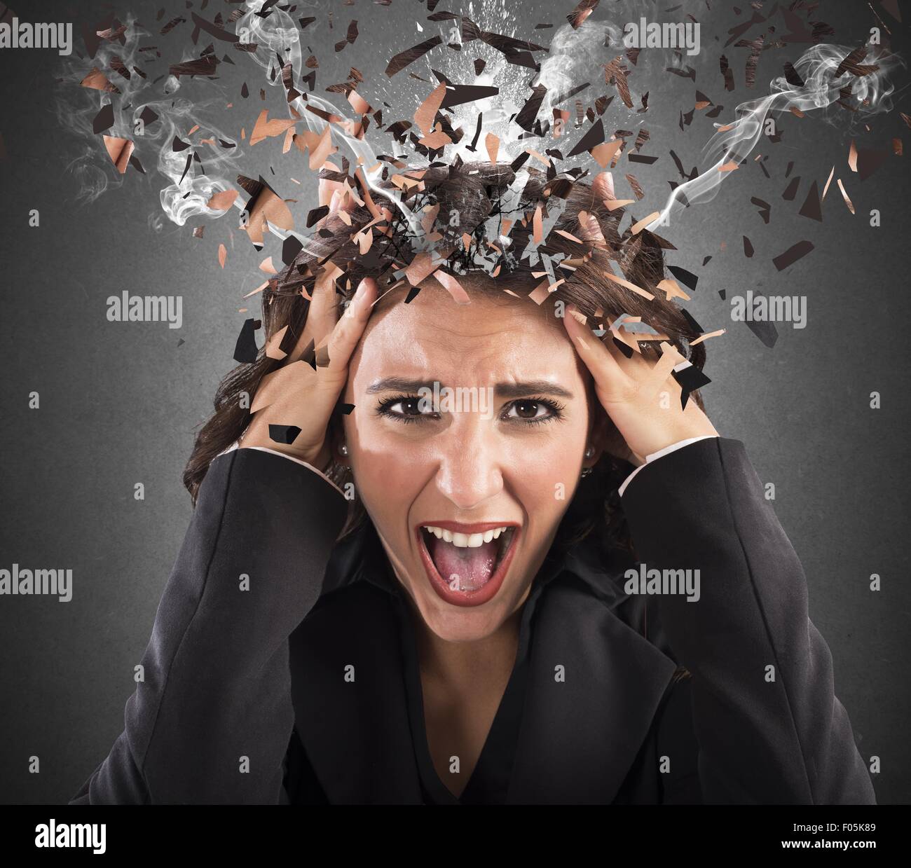 Stress head in smoke Stock Photo - Alamy