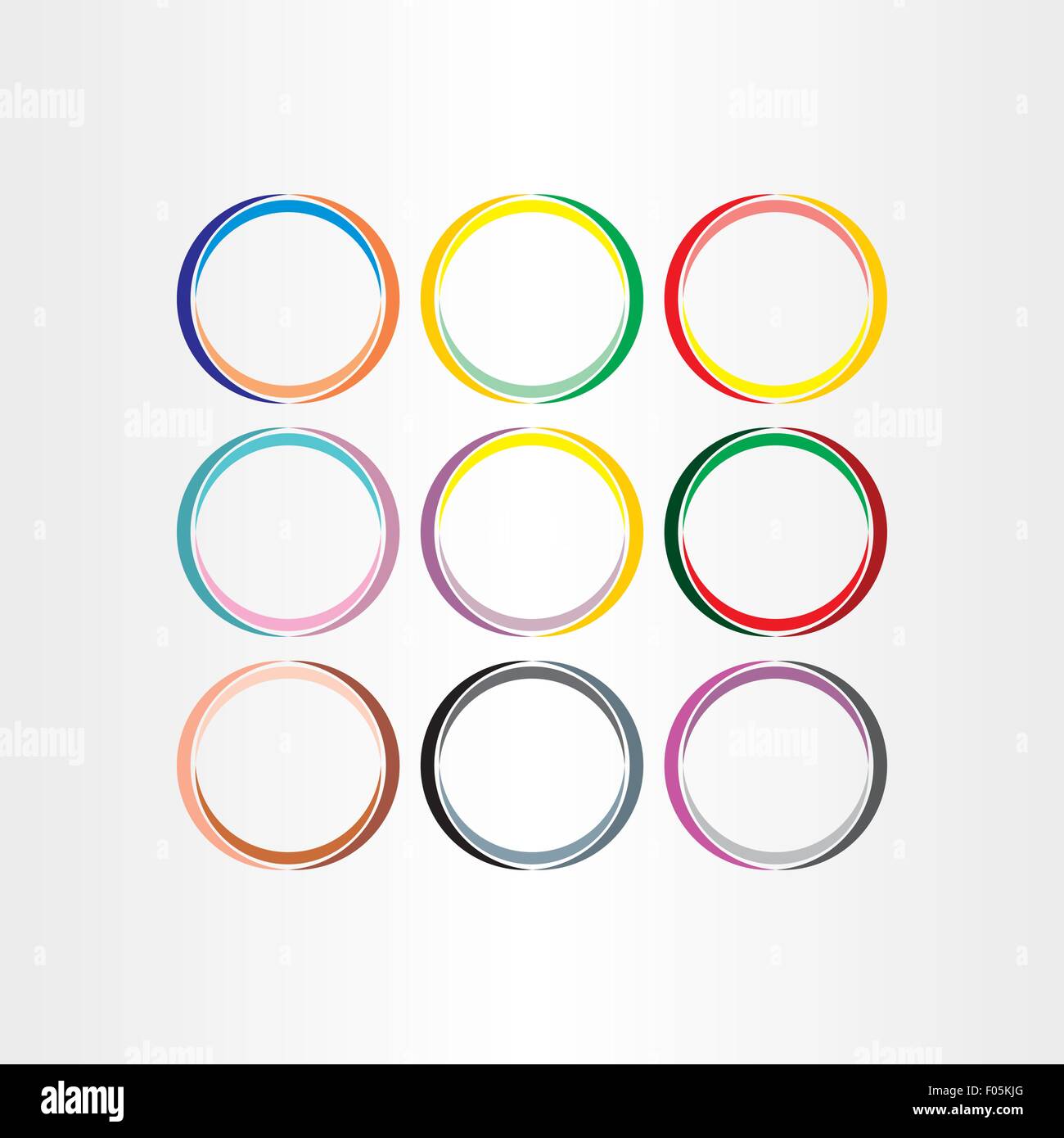 colorful circle frames set vector elements design Stock Vector Image ...