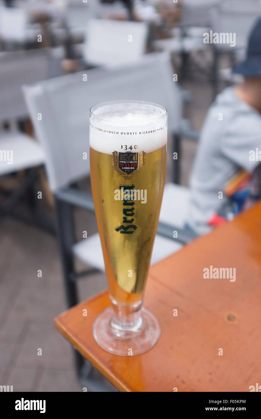 Glass of Brand Pilsner on a table in The Netherlands Stock Photo - Alamy