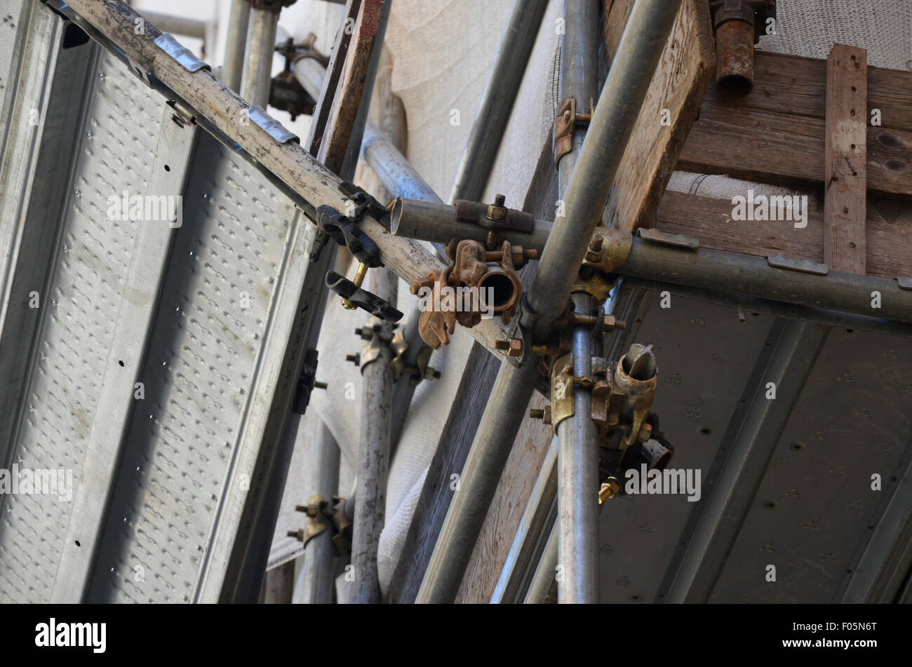 Scaffold structure in a building construction site Stock Photo - Alamy