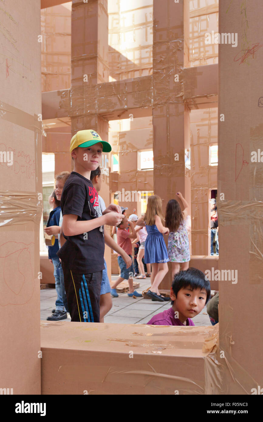 London, UK. 7th Aug, 2015. Children enjoying The People's Tower a 14 ...