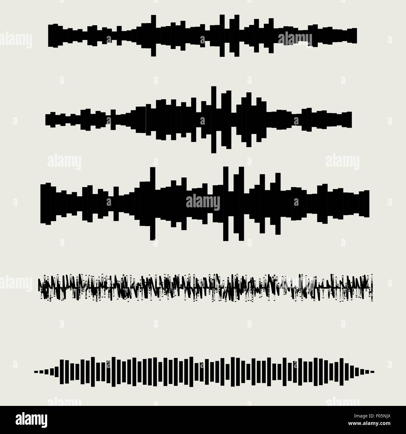 Vector sound waves set. Audio equalizer technology, pulse musical ...