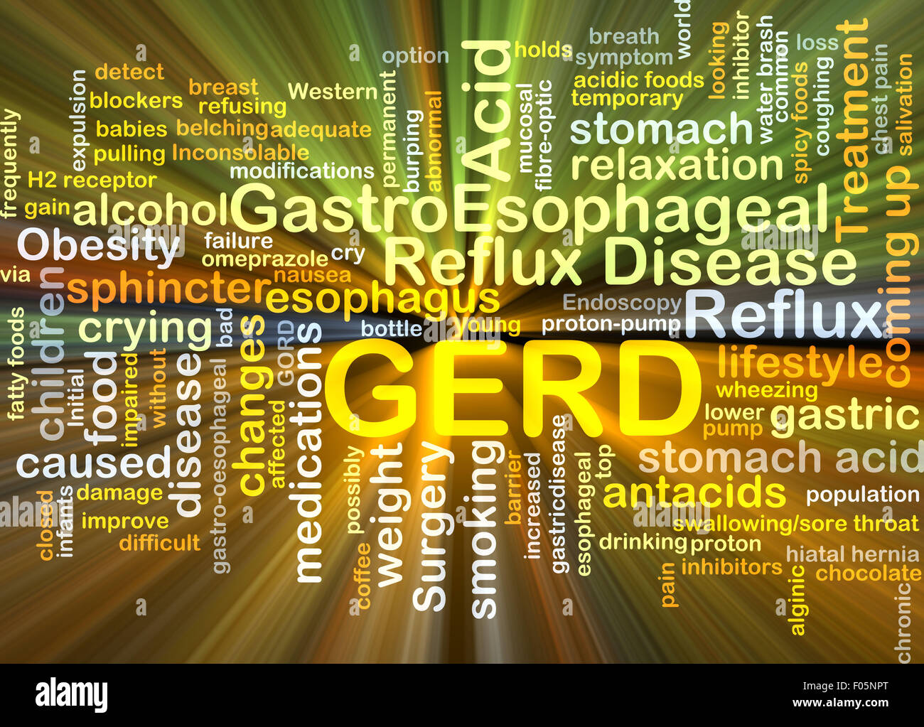 Background concept wordcloud illustration of GERD glowing light Stock ...