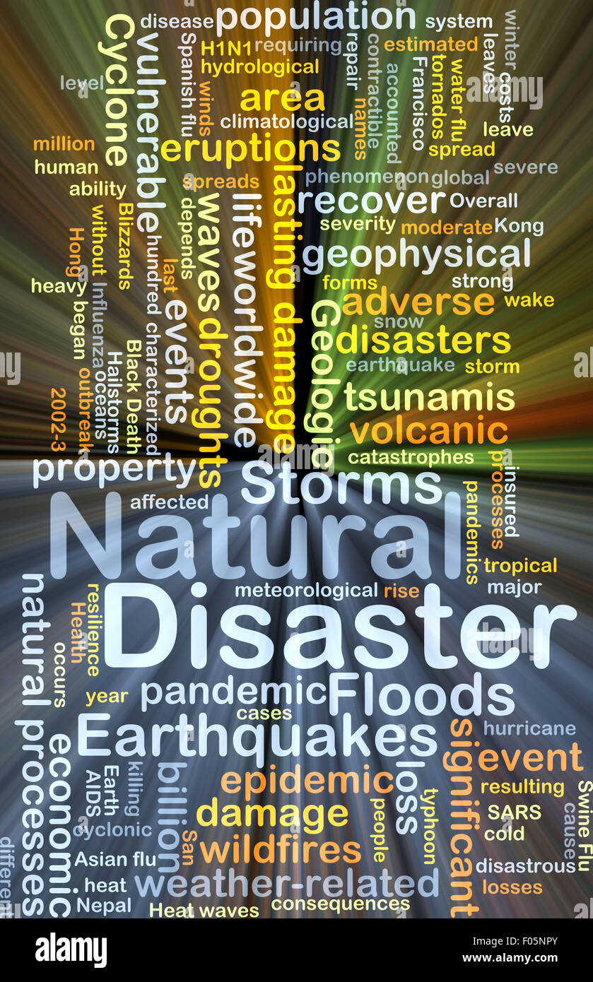 Background concept wordcloud illustration of natural disaster glowing ...