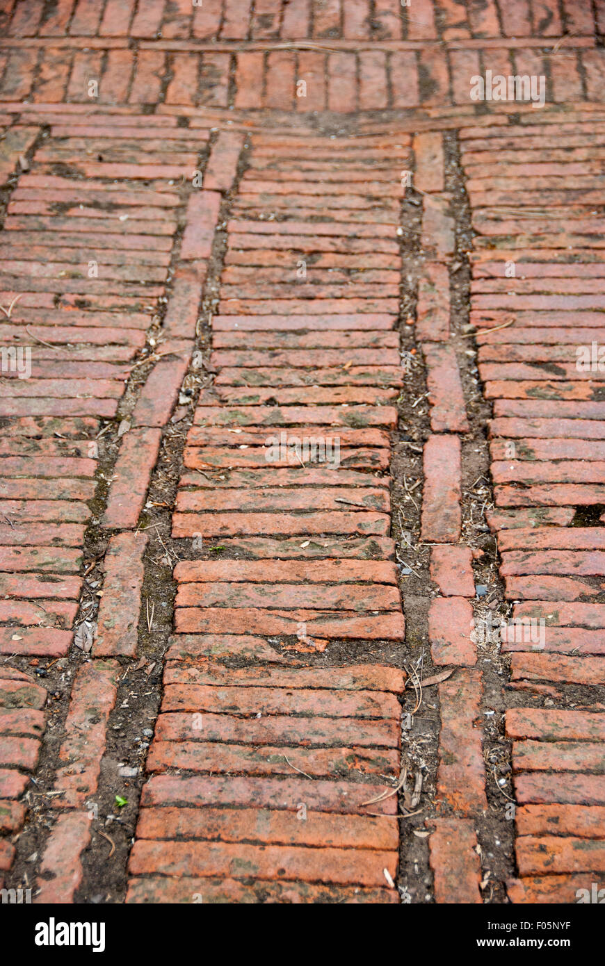 Old Red Brick Path Stock Photo - Alamy