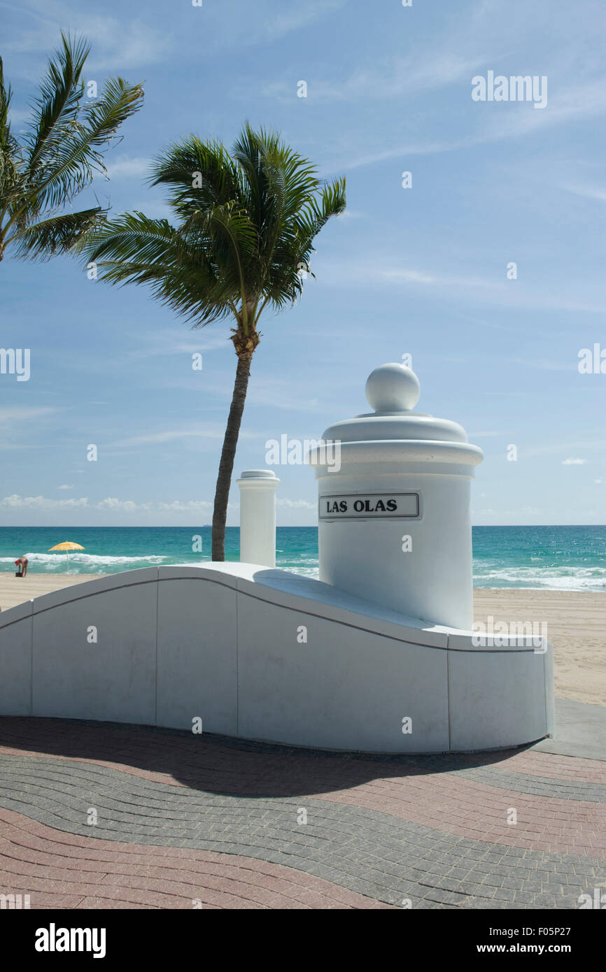 LAS OLAS STREET ENTRANCE BEACH WAVE WALL PROMENADE FORT LAUDERDALE ...
