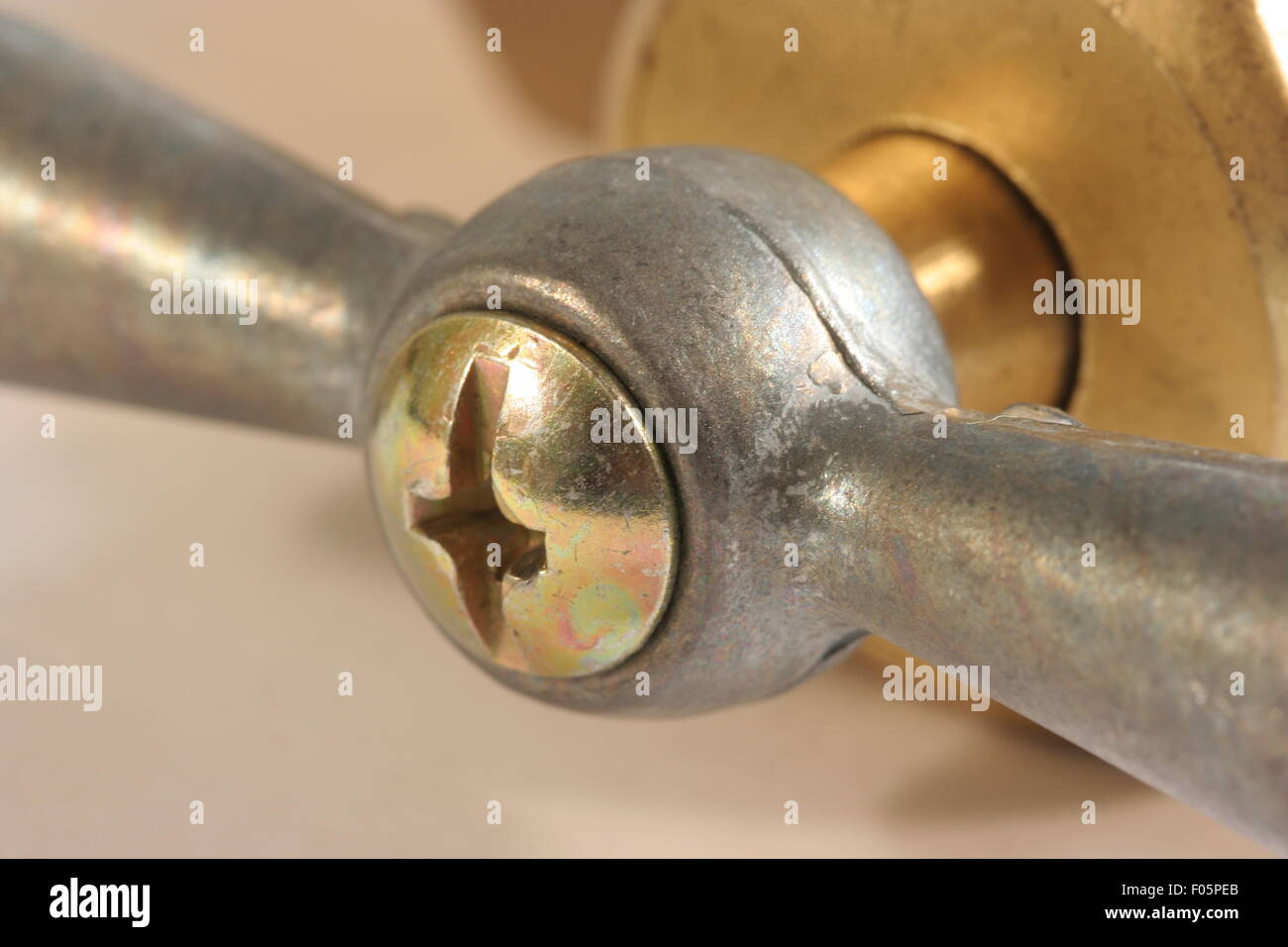 Close up of the top of a water faucet handle Stock Photo - Alamy