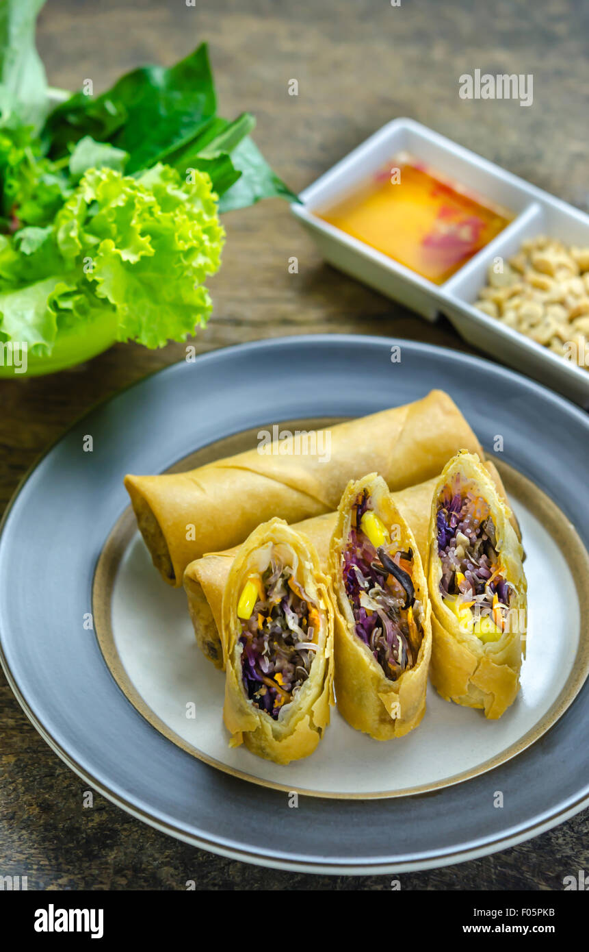 Fried Chinese Traditional Spring rolls food, asian cuisine Stock Photo ...