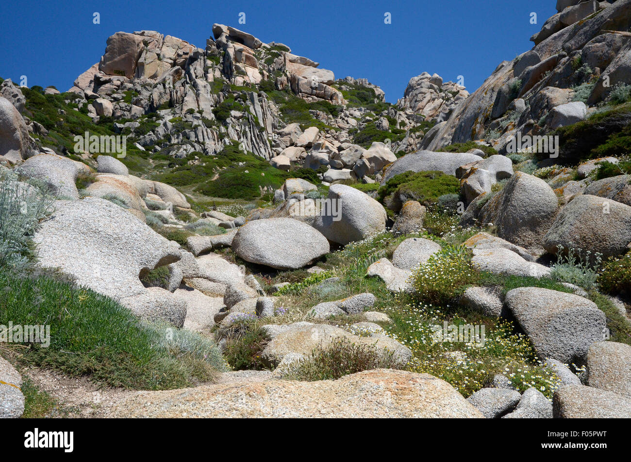 Capo Testa, Sardinia, Italy: rocks in the Valle della Luna Stock Photo ...
