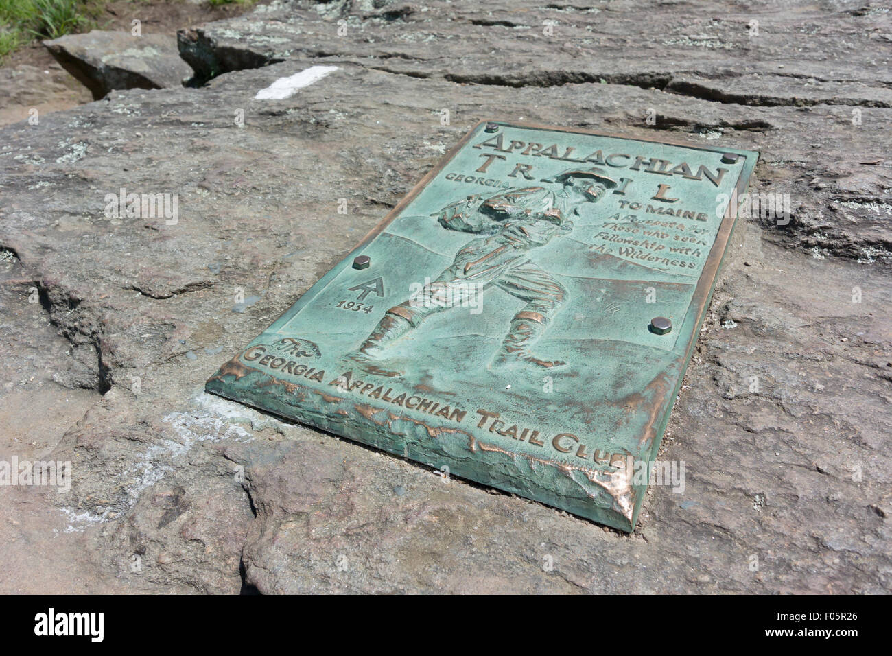 A copper plaque marks the beginning (or end) of the famed Appalachian ...