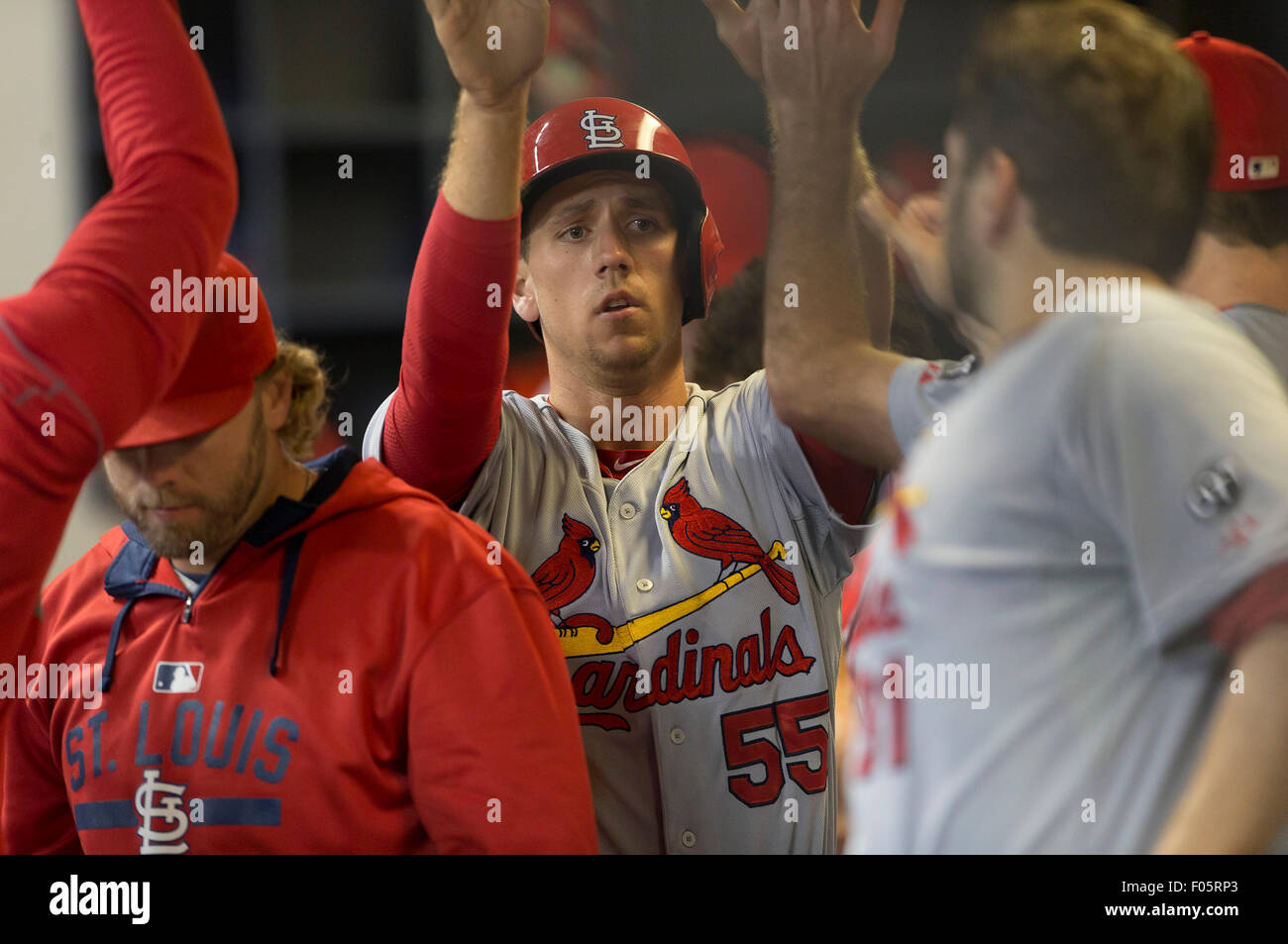 Milwaukee, WI, USA. 07th Aug, 2015. St. Louis Cardinals left fielder ...