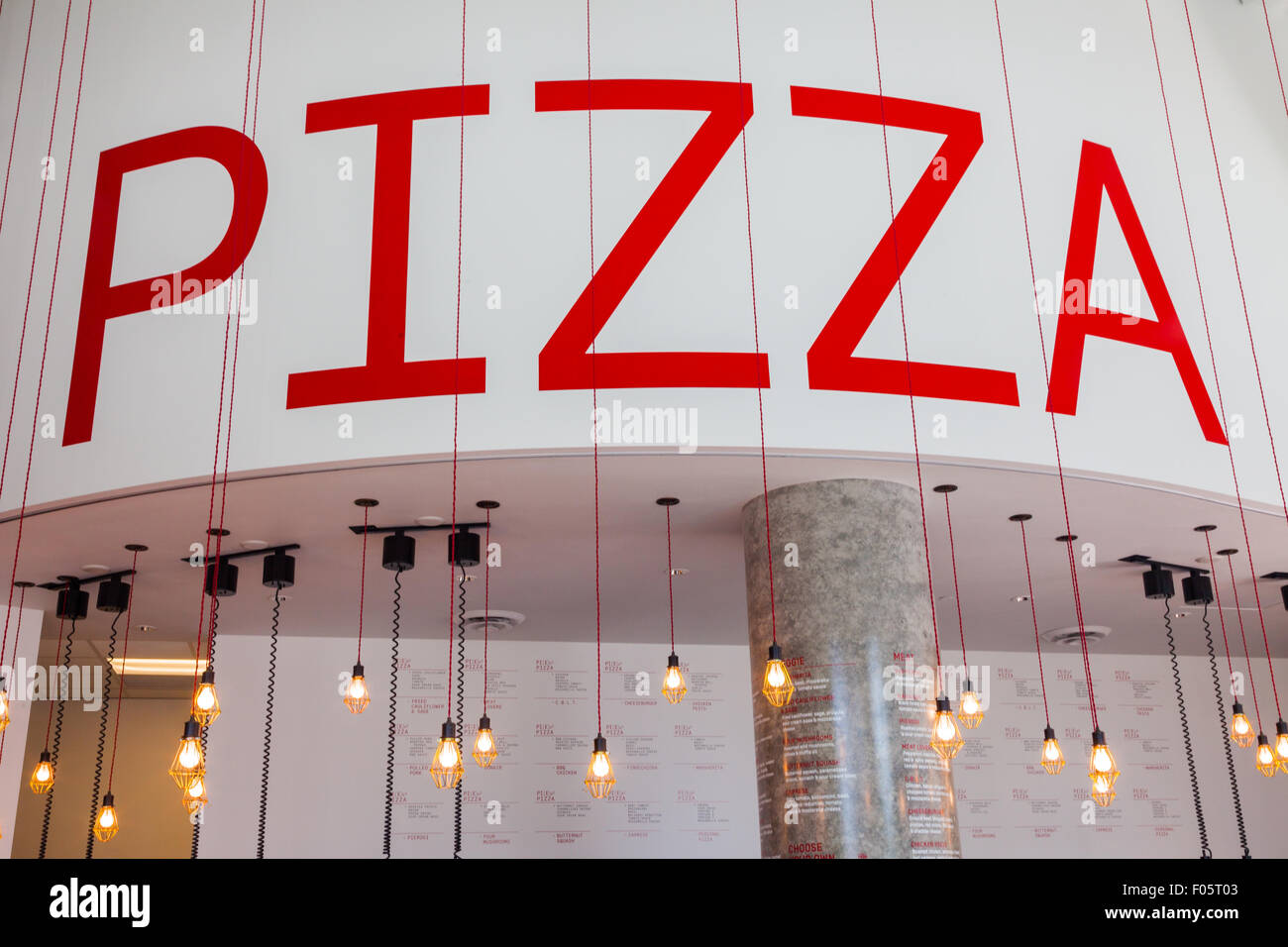 Pizza sign in a restaurant in the new Student Union Building on the ...