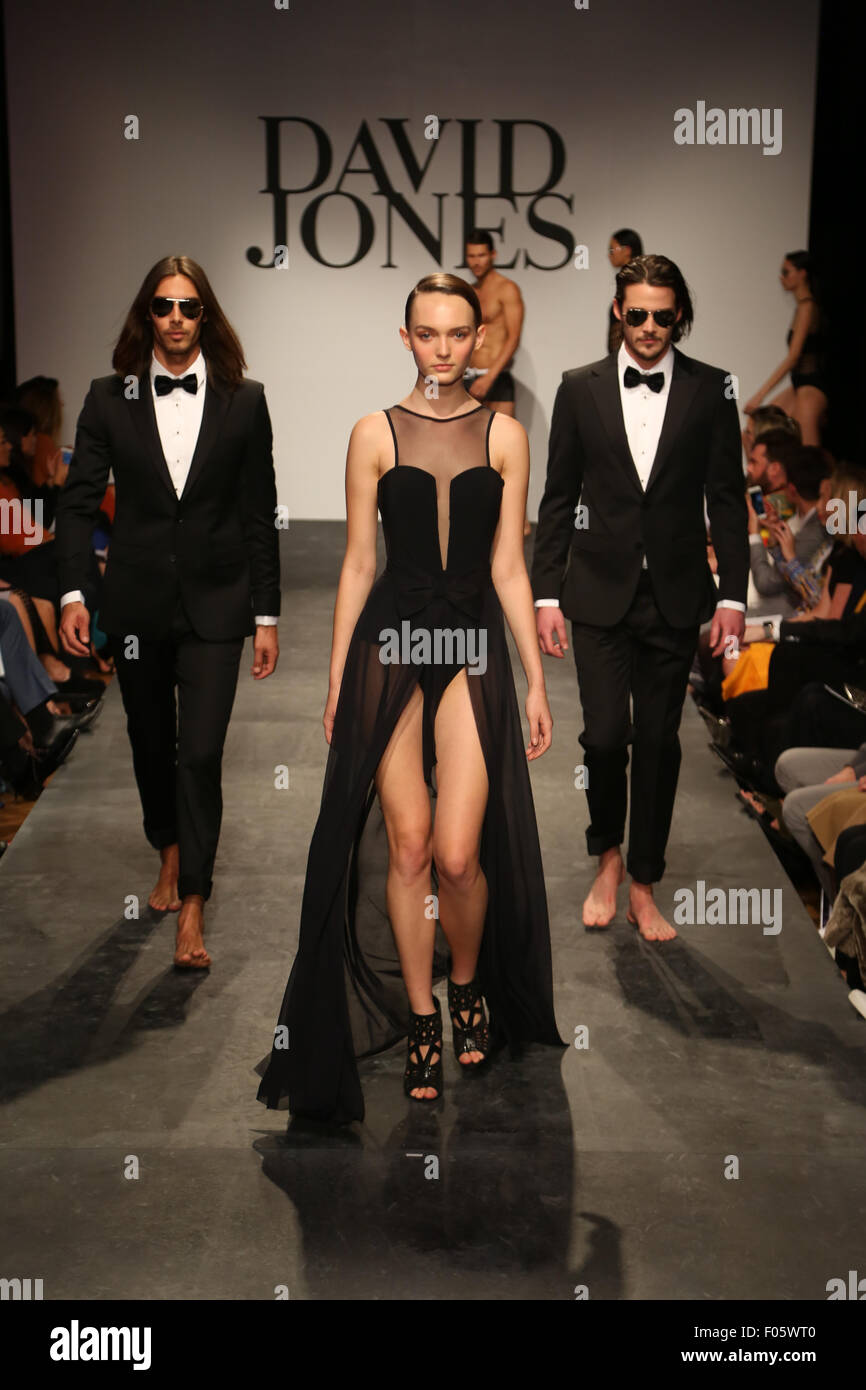 Models showcase designs by Jets on the runway at the David Jones Spring ...