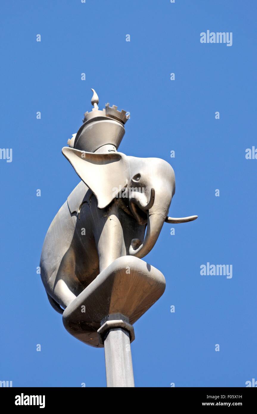 Elephant and castle statue at Broadgate in the city centre, Coventry ...