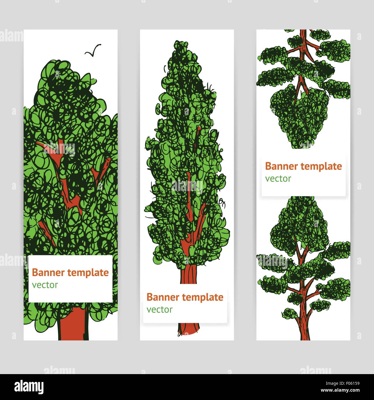 Sketch trees banner in vintage style, vector Stock Vector Image & Art ...