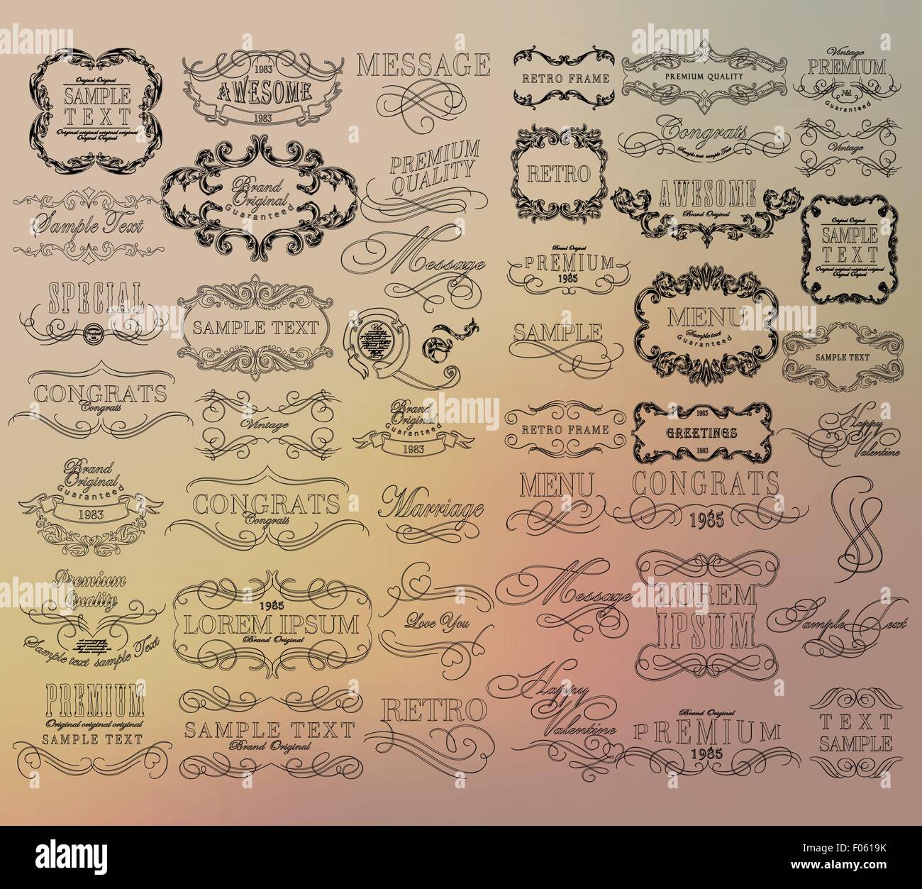 Set of hand-drawing calligraphic floral design elements Stock Vector Image & Art - Alamy