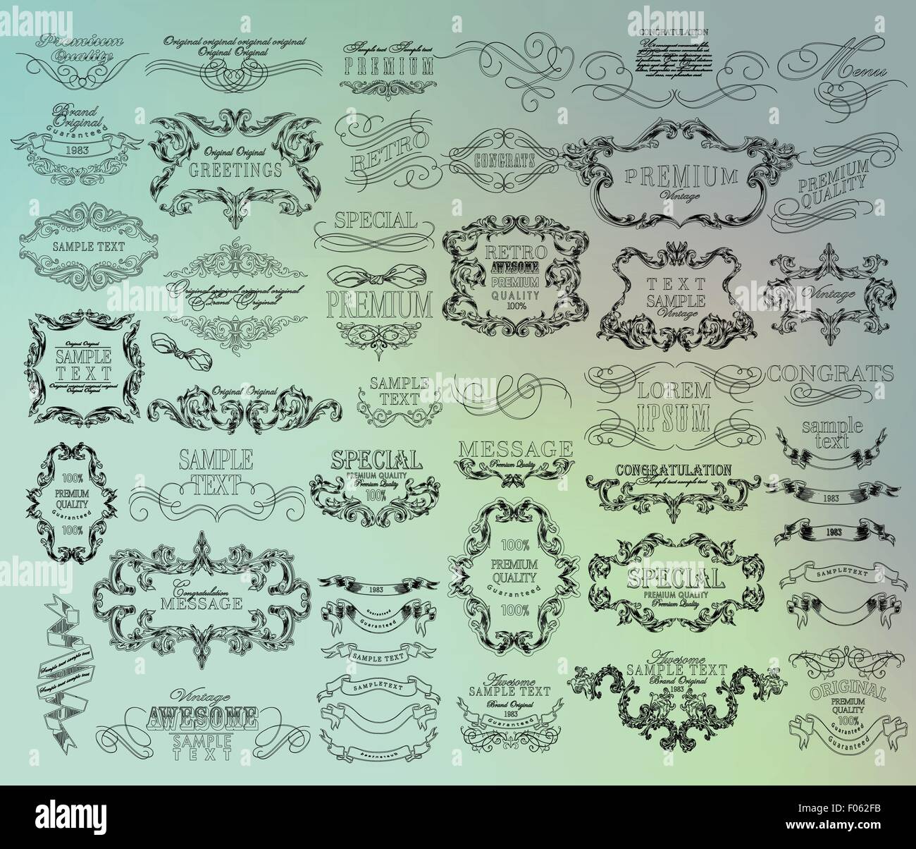 Set of hand-drawing calligraphic floral design elements Stock Vector Image & Art - Alamy