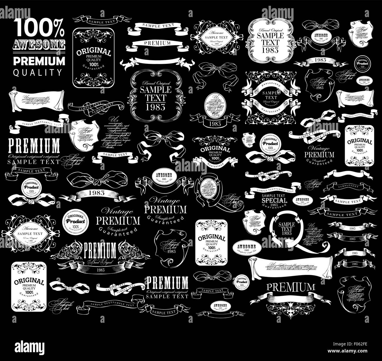 Set of hand-drawing calligraphic floral design elements Stock Vector Image & Art - Alamy