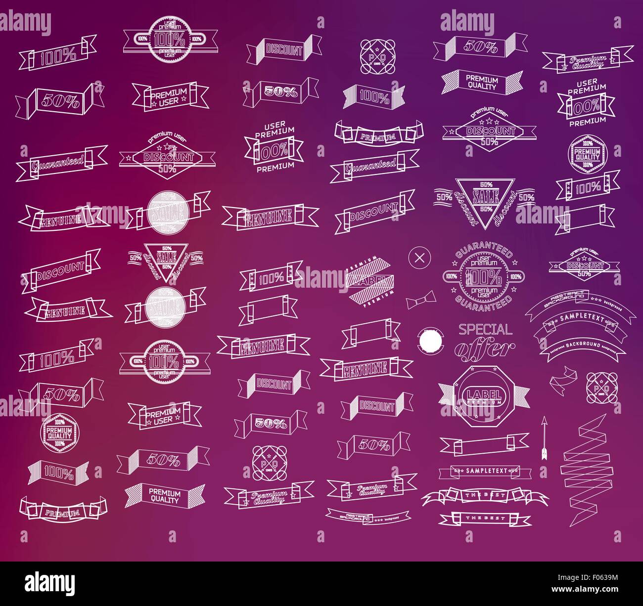 Mega set of thin line retro ribbons Stock Vector Image & Art - Alamy