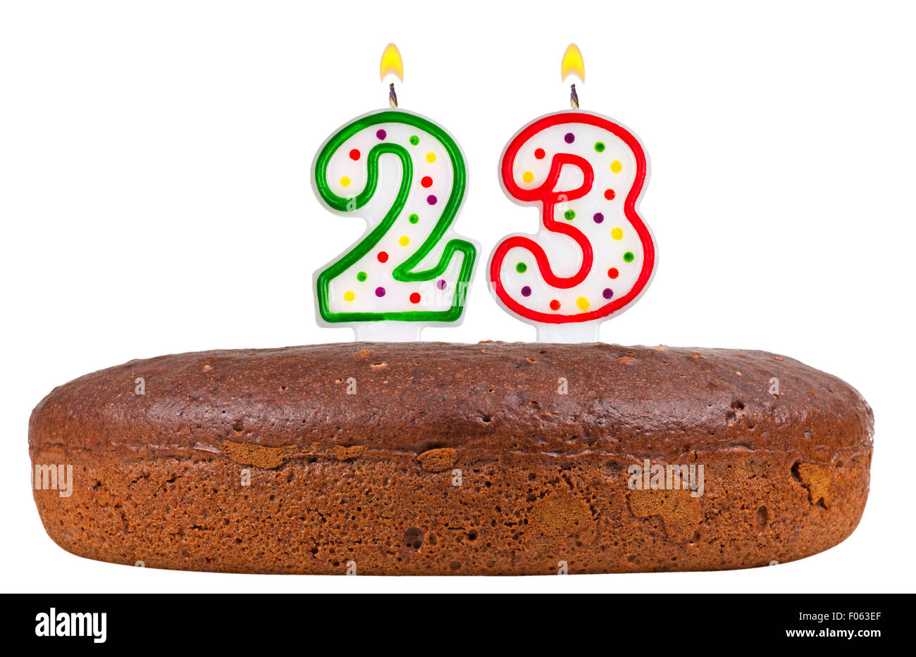 birthday cake with candles number twenty three isolated on white ...