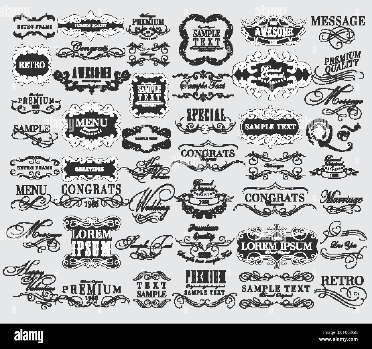 Set of hand-drawing calligraphic floral design elements Stock Vector Image & Art - Alamy