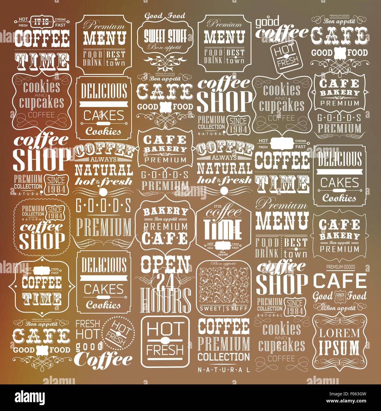 Set Of Vintage Retro Coffee Stock Vector Image & Art - Alamy