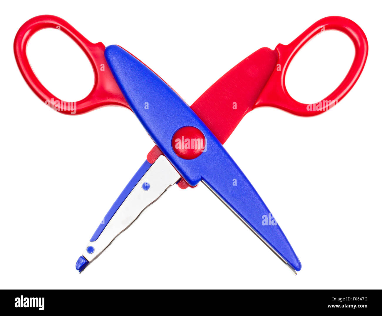 the blue and red children's scissors isolated on white background Stock ...