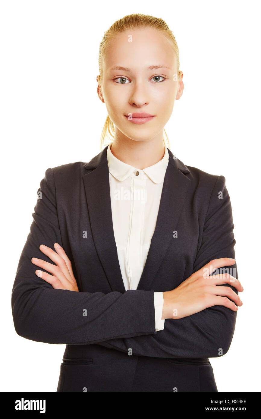 Young business woman looking serious with her arms crossed Stock Photo ...