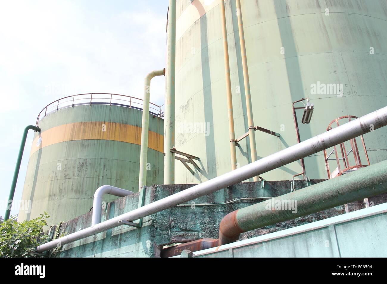 Tanks for the storage of liquids in industry, located in northern Italy ...