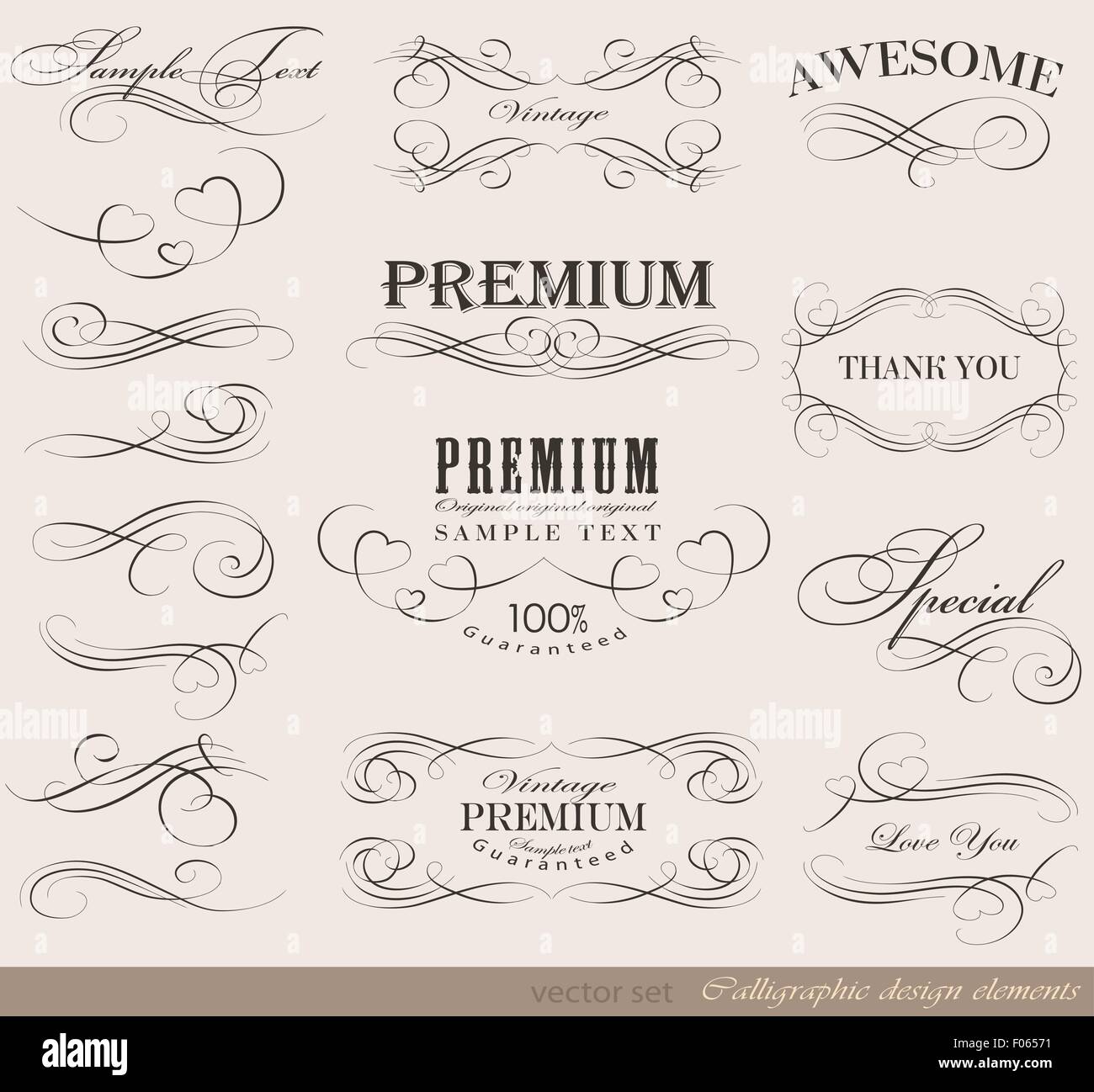 vector set calligraphic Stock Vector Image & Art - Alamy