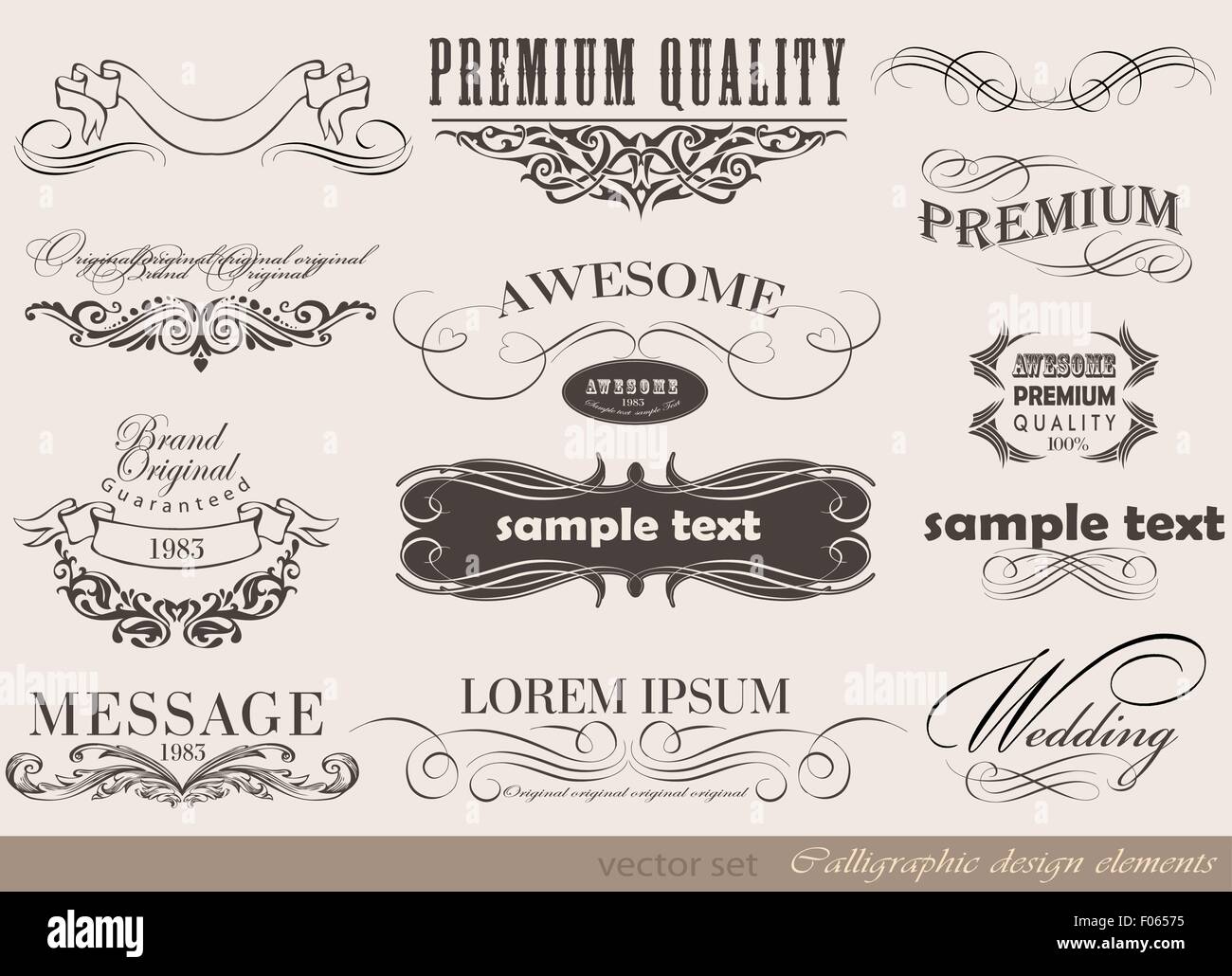 vector set calligraphic Stock Vector Image & Art - Alamy