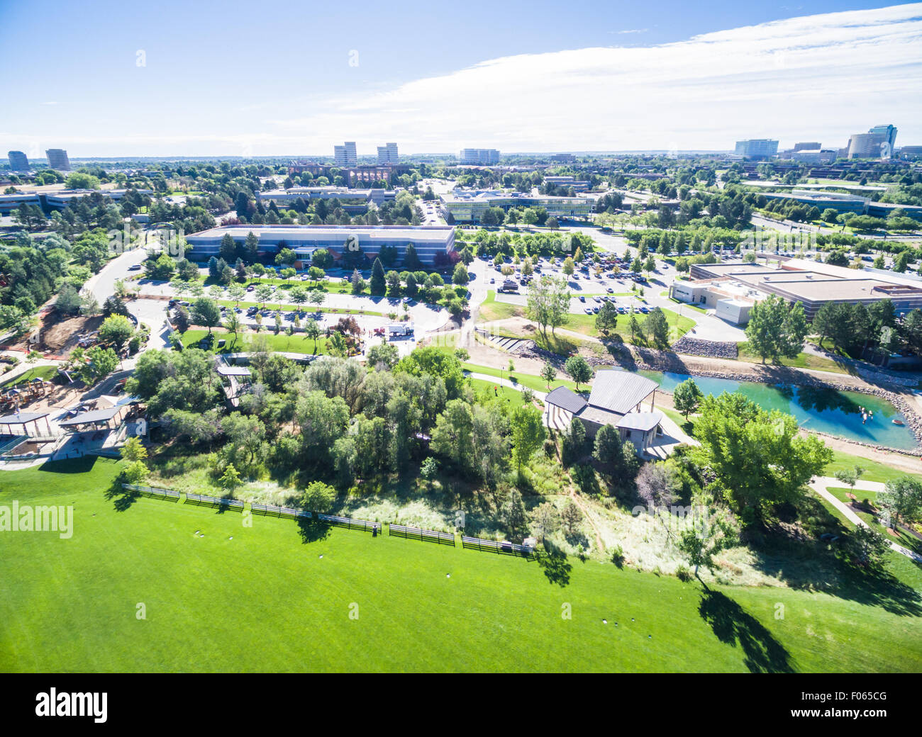 Aerial view of urban park in Denver, Colorado Stock Photo - Alamy