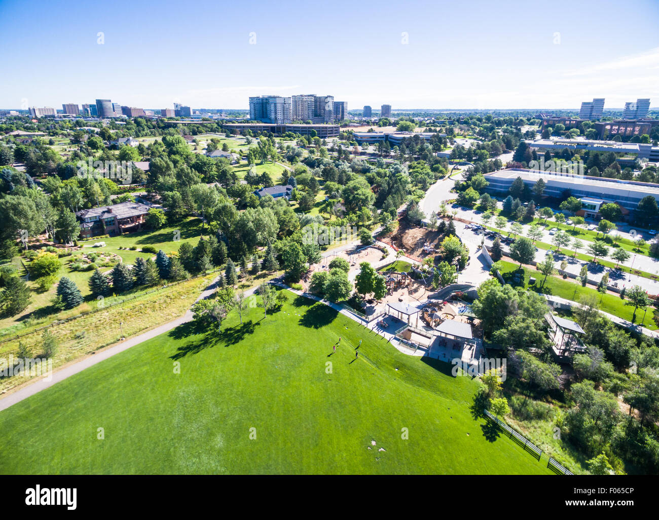 Aerial view of urban park in Denver, Colorado Stock Photo - Alamy